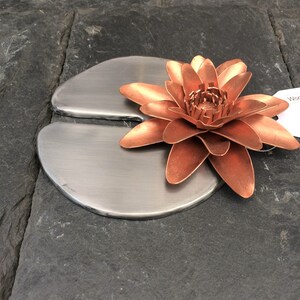 Handcrafted Copper Lotus Flower, Steel Lily Pad Centerpiece - Etsy