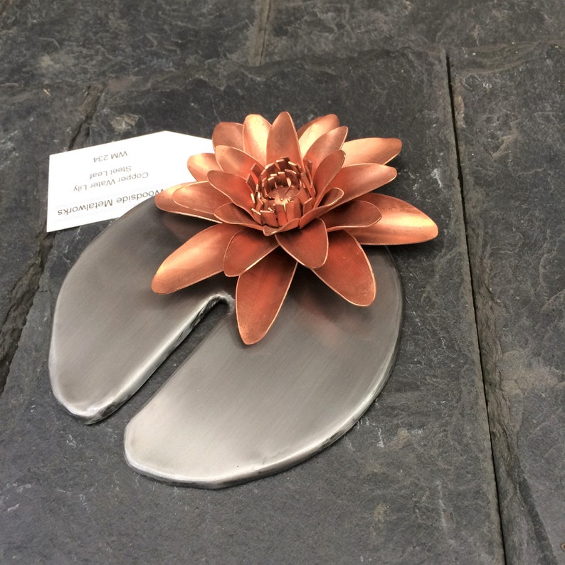 Handcrafted Copper Lotus Flower, Steel Lily Pad Centerpiece - Etsy