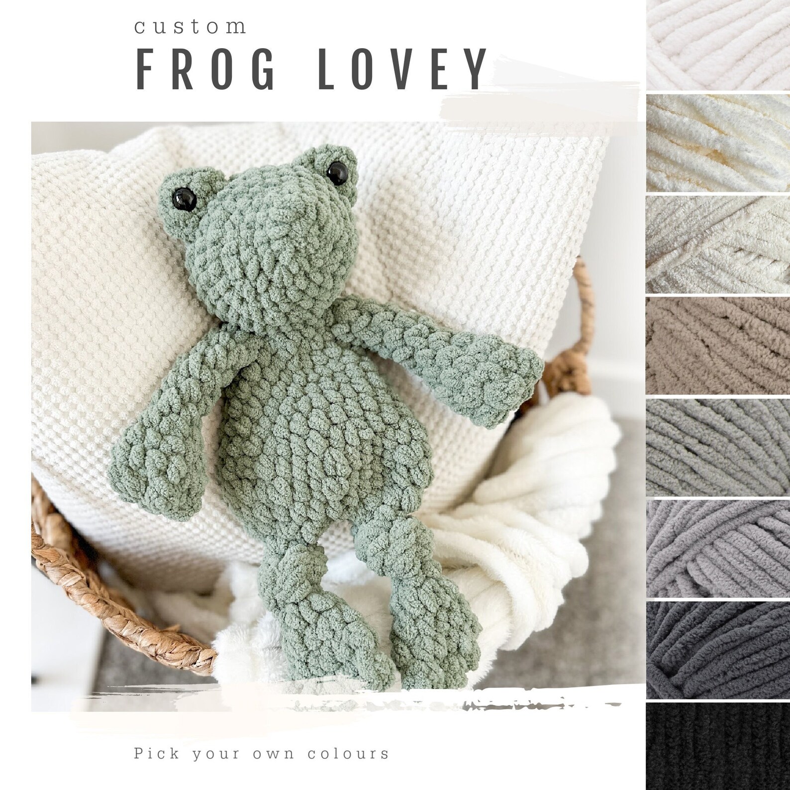 Frog Snuggle Buddy Made to Order medium 15 Frog Lovey Crochet Frog ...
