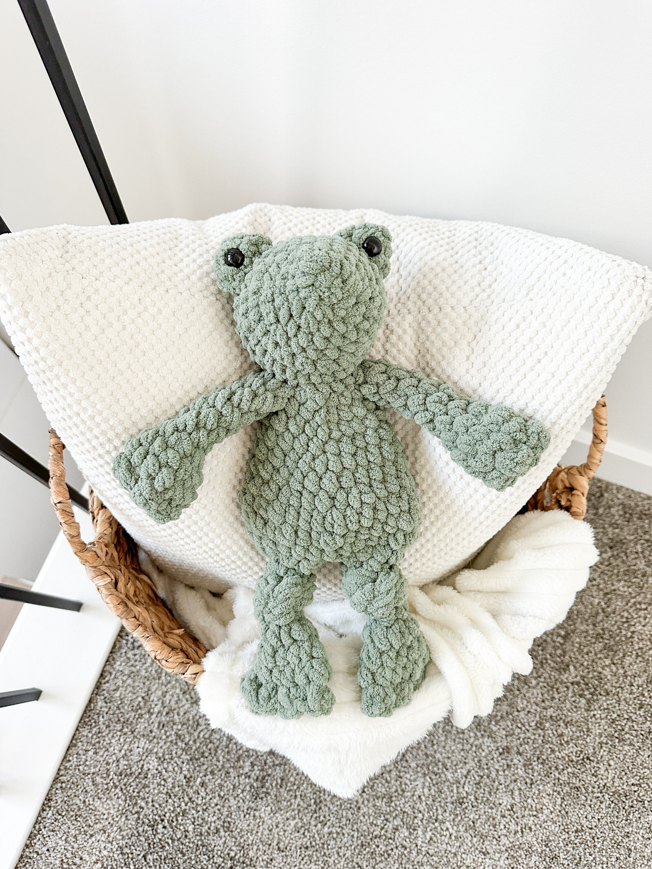 Frog Snuggle Buddy Made to Order medium 15 Frog Lovey Crochet Frog ...