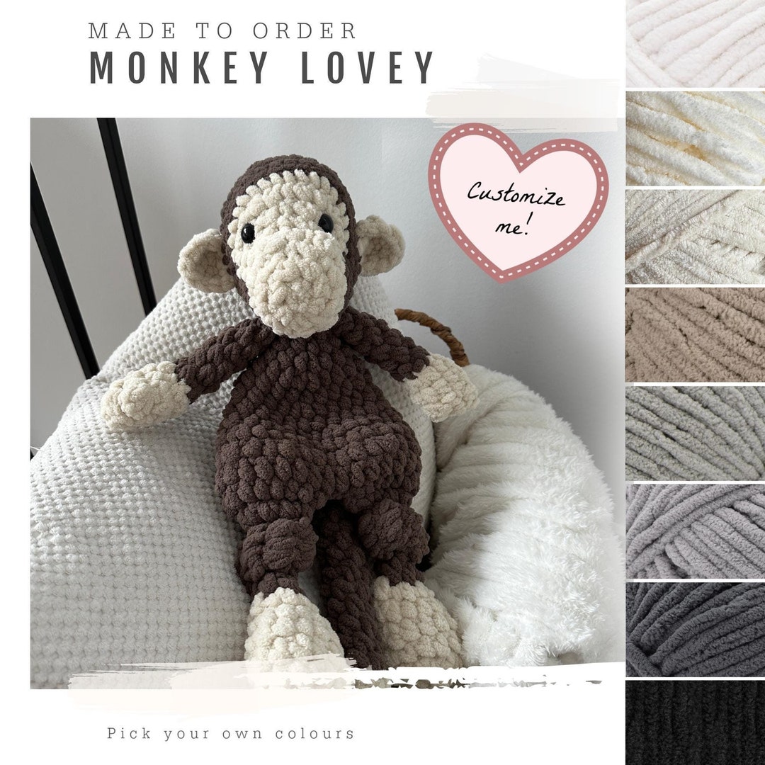 Monkey Snuggle Buddy - Made to Order - (medium 15") | Monkey Lovey ...