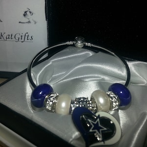 Silver Sports Bracelet, NFL, Dallas Football Bangle, Cowboys Sports ...