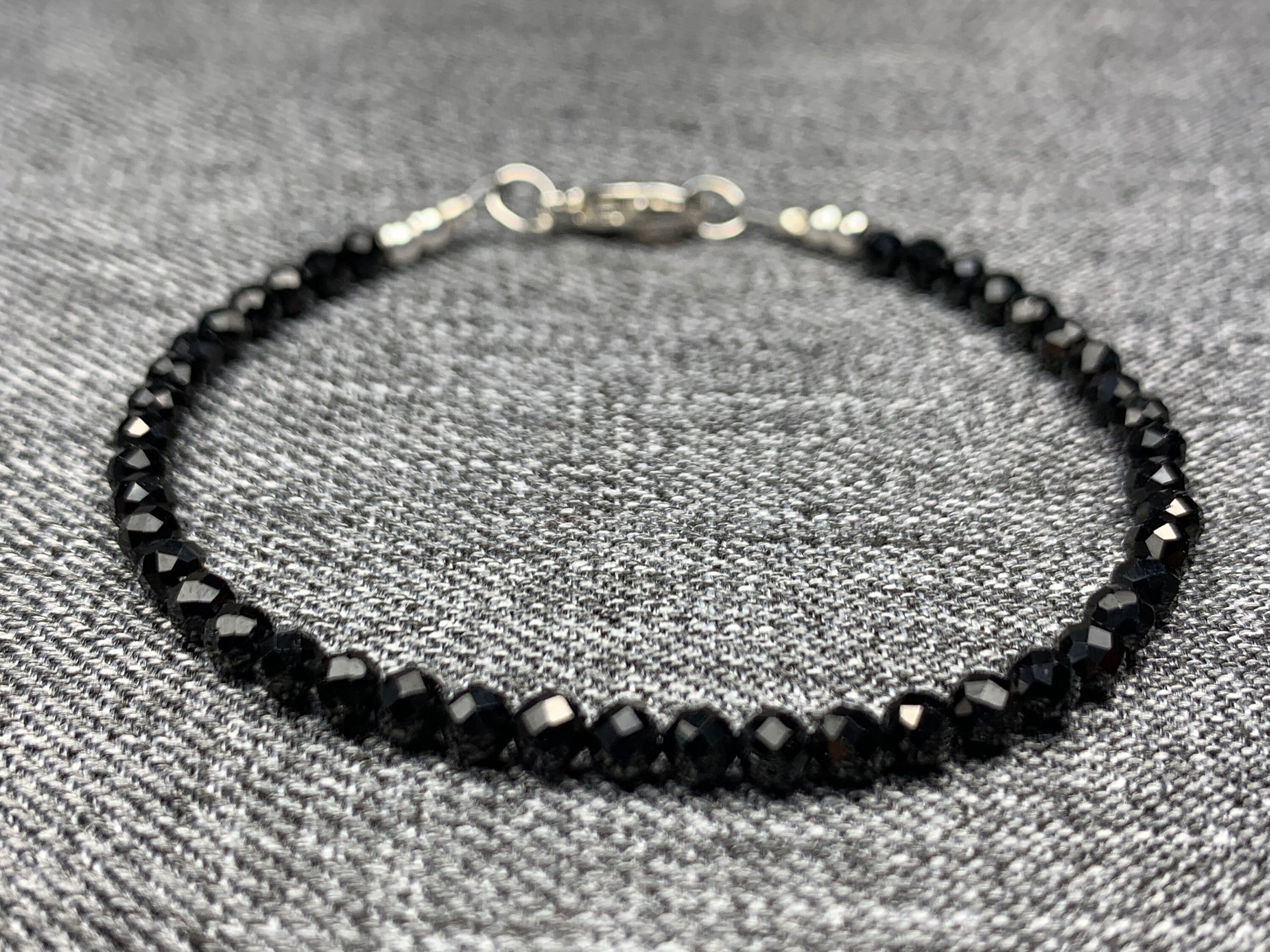Black Spinel Bracelet Made With Small 3 Mm Faceted Genuine - Etsy