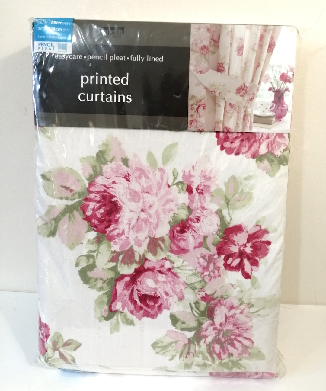 DUNELM ANNABELLA Pink Rose Pencil Pleat Curtains & Tie-backs - Etsy