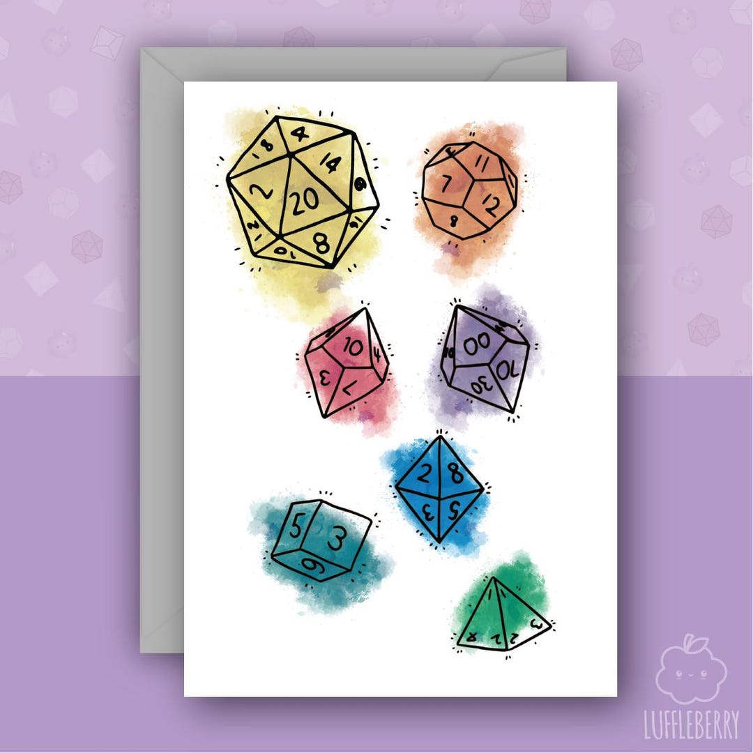 D&D Rainbow Dice Card | Funny Dnd/rpg Card | A6 Card With Silver ...