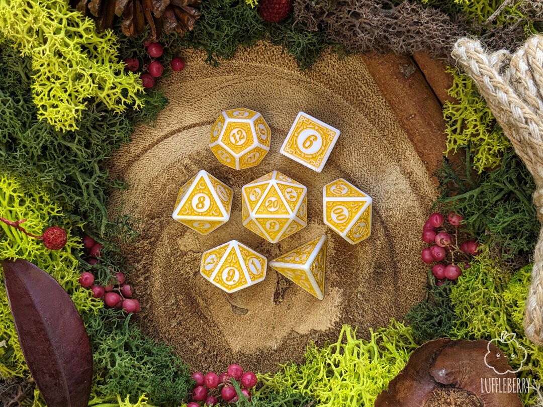 Ochre Lattice Patterned Acrylic Dice Set D&D Dice Gift Set 7 Piece ...