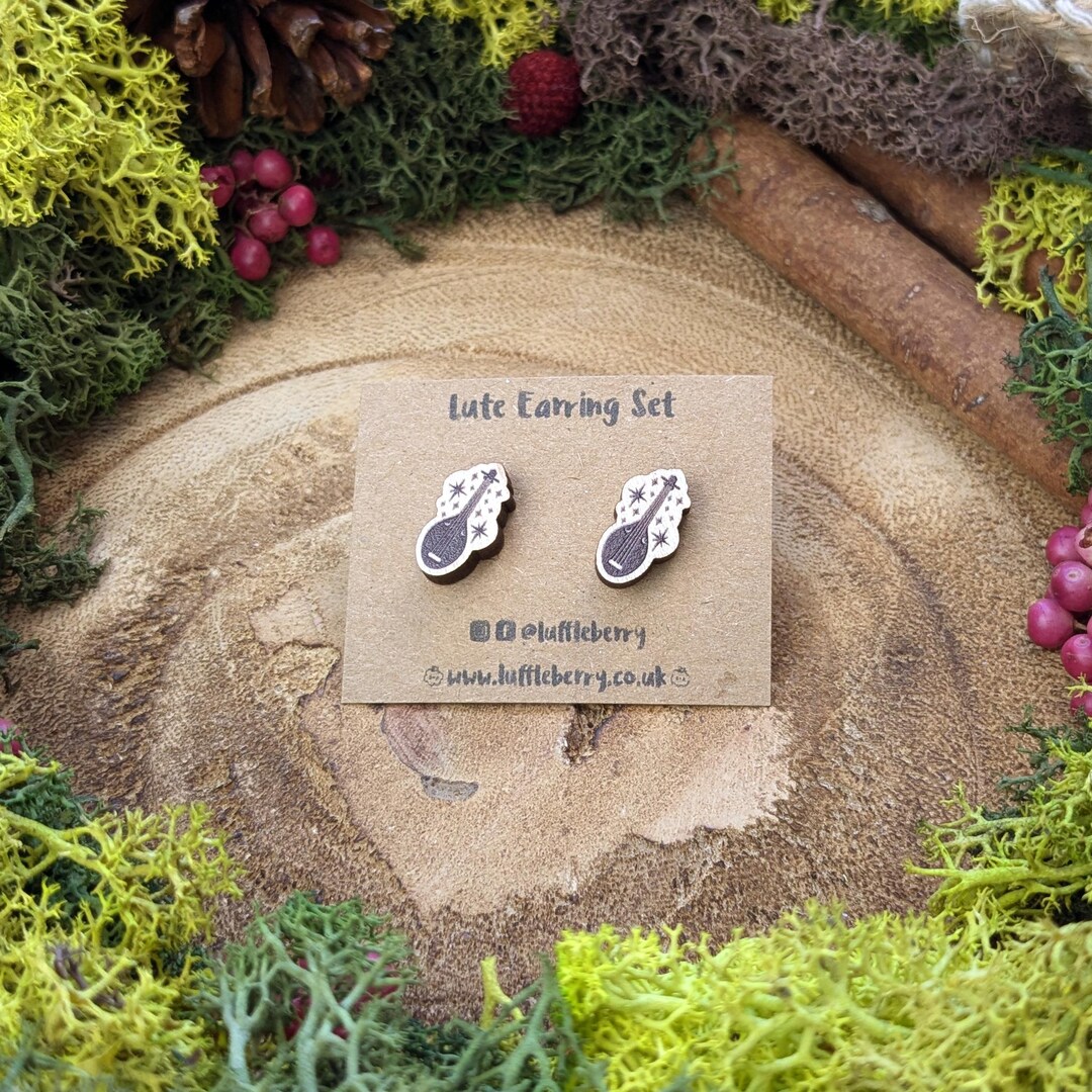 Lute Earrings | D&D/RPG Gift | Wooden Jewellery - Etsy