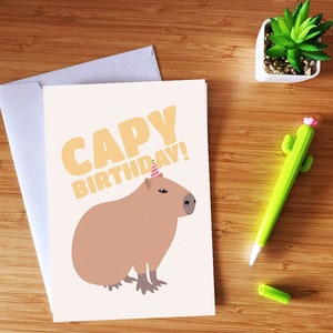 Capy Birthday A5 Greeting Card Birthday Capybara Funny Cute Love You ...