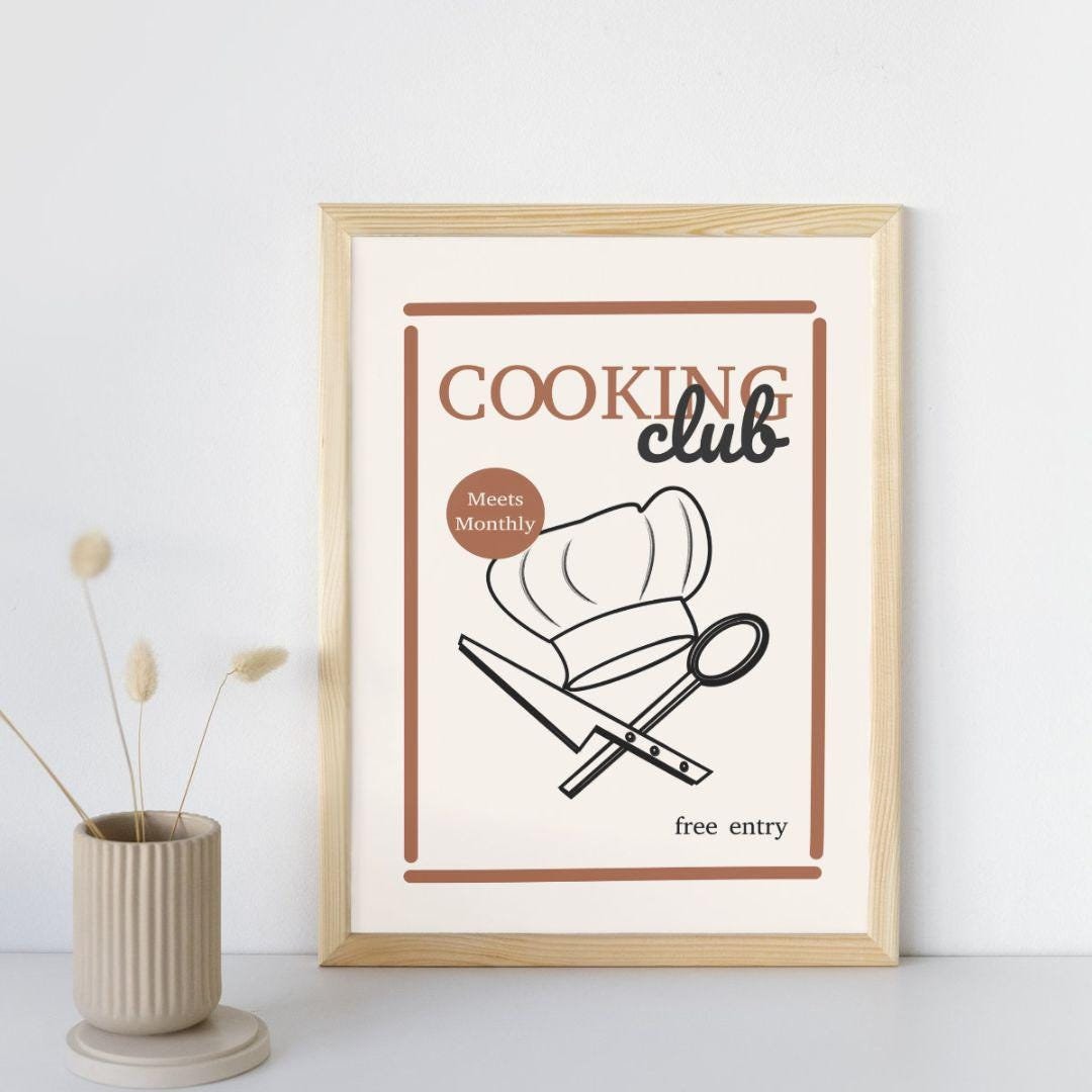 Cooking Club Poster A4 A3 A2 A1 Print Music Couple Home Wall Gift ...
