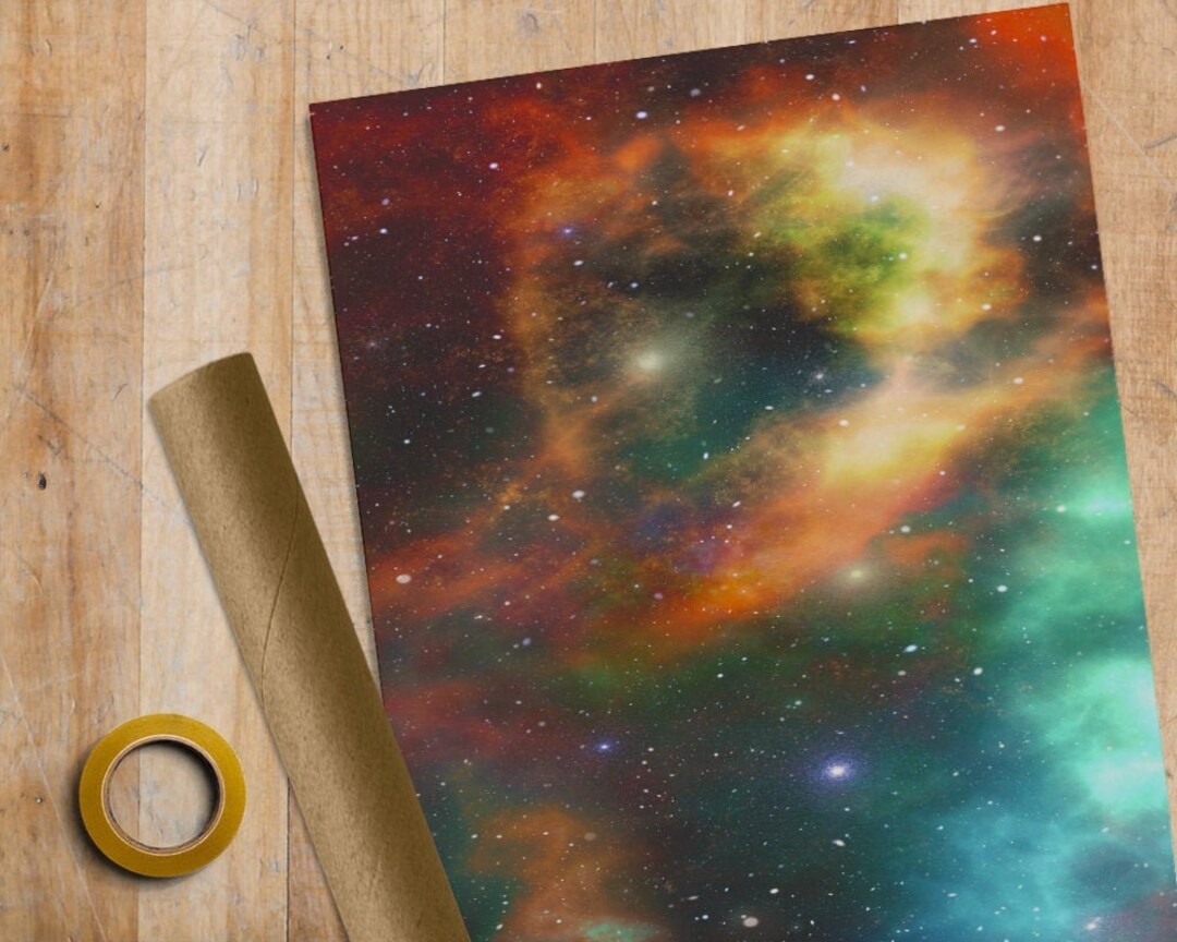 Colourful Space Nebula Rolled Tube Wrapping Paper 1 2 5 METRE ROLL or 1 ...