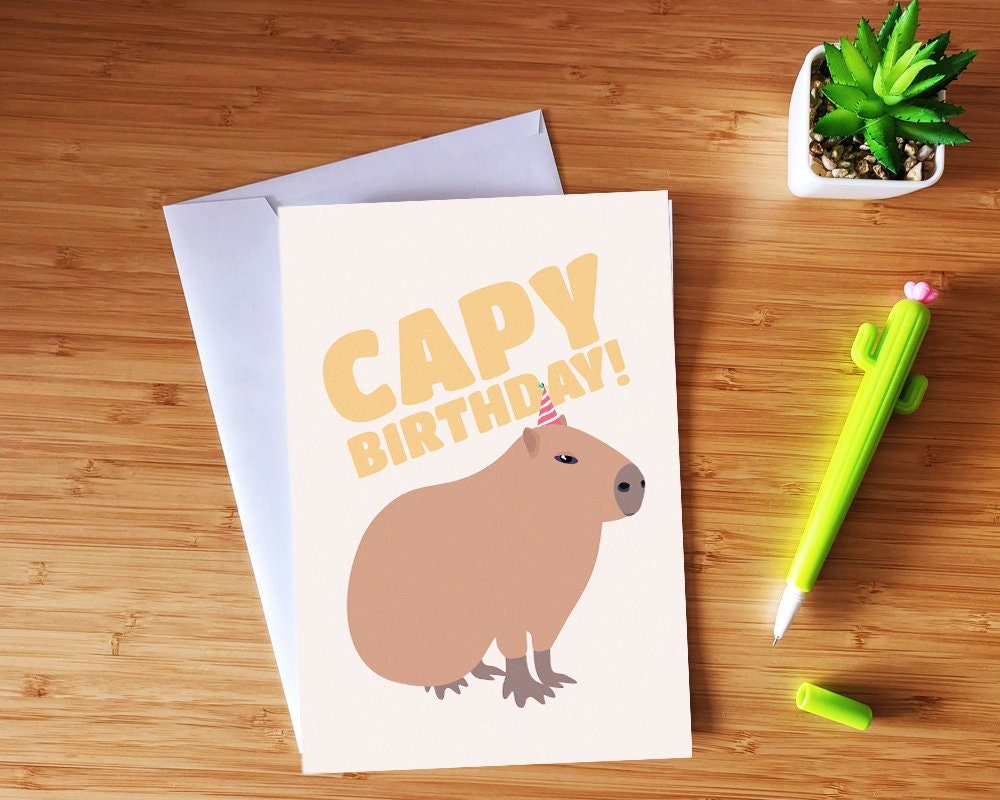 Capy Birthday A5 Greeting Card Birthday Capybara Funny Cute - Etsy UK