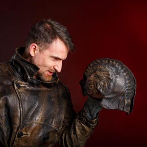 Black Brown Leather Helm "jormungandr", Dragon Images on the Temples ...