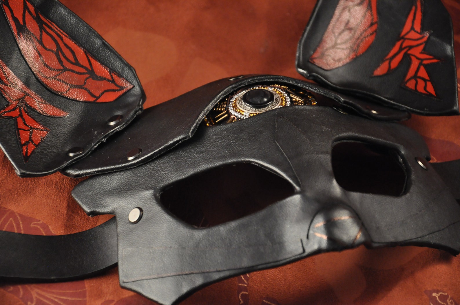 Fox Vegan Leather Mask saint Foxy Black Red Vegan - Etsy