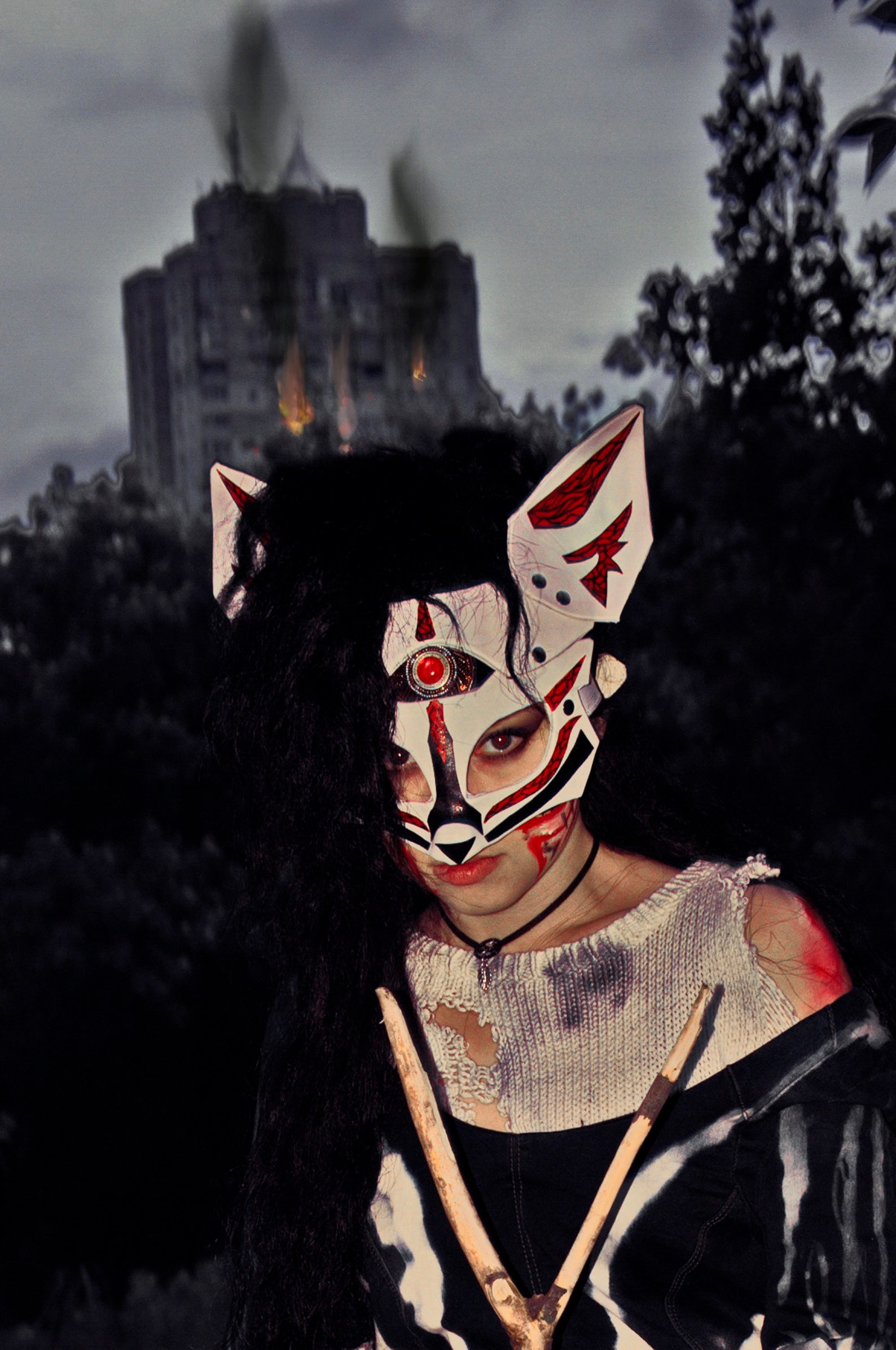 White Wolf Leather Mask. White Black Red Leather Warrior of | Etsy