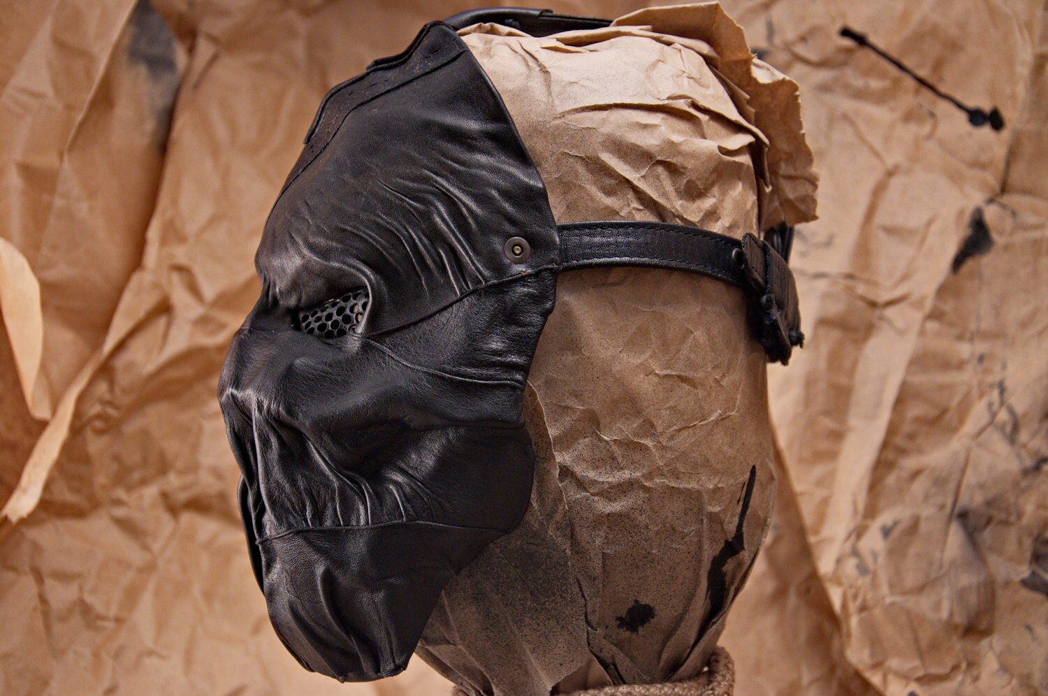 Black Leather Mask furious fighter mask Post-apocalyptic | Etsy