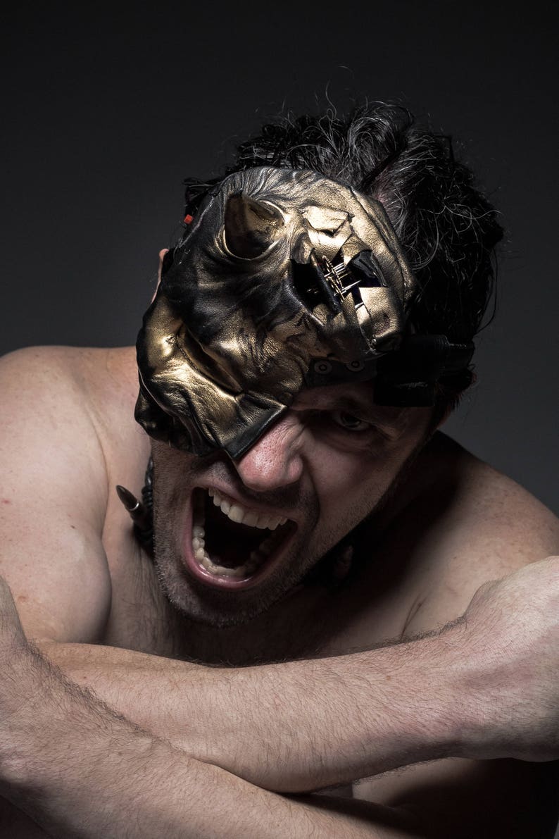 Steampunk Mask With Illumination and Moving Gears Black Gold - Etsy