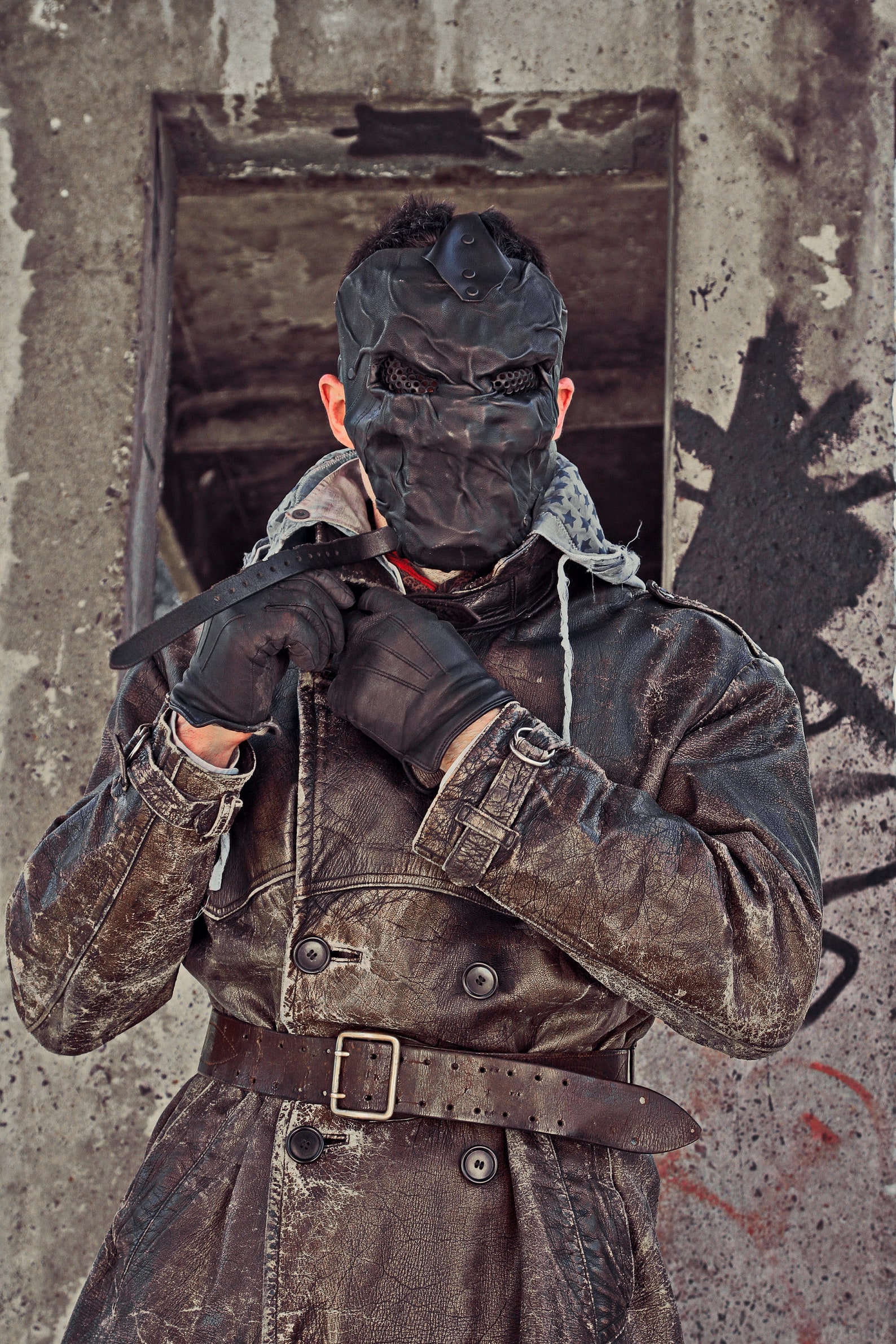 Black Leather Mask of Furious Fighter Maximum Matte - Etsy