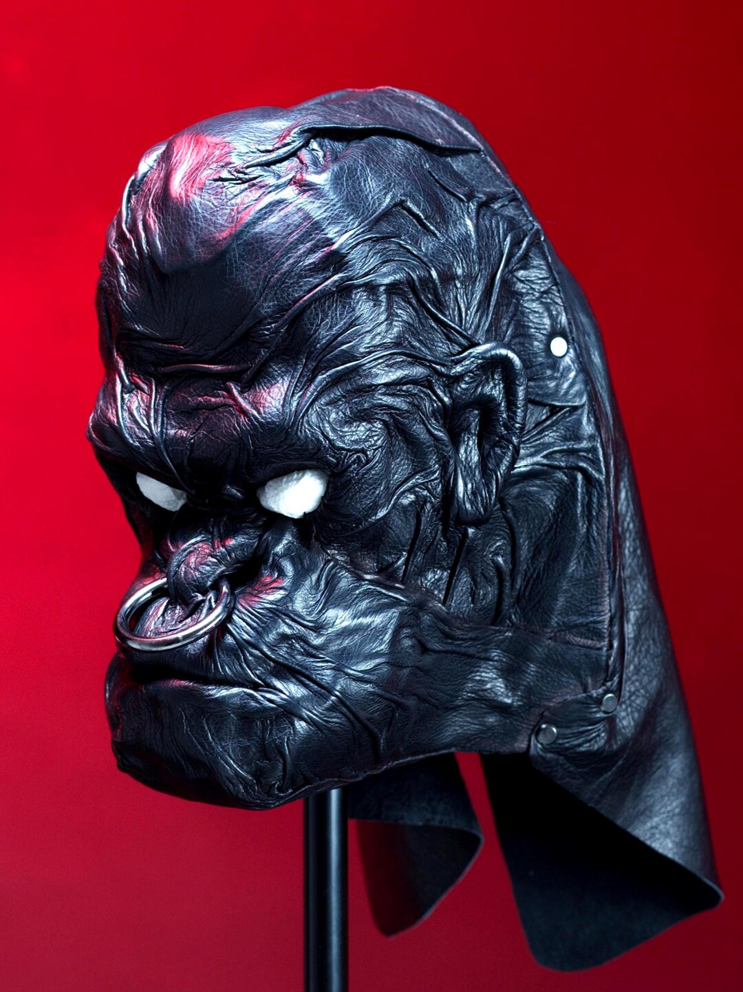 Fierce Ape Black Leather Hood, Leather Mask of Mighty Primate, Monkey ...