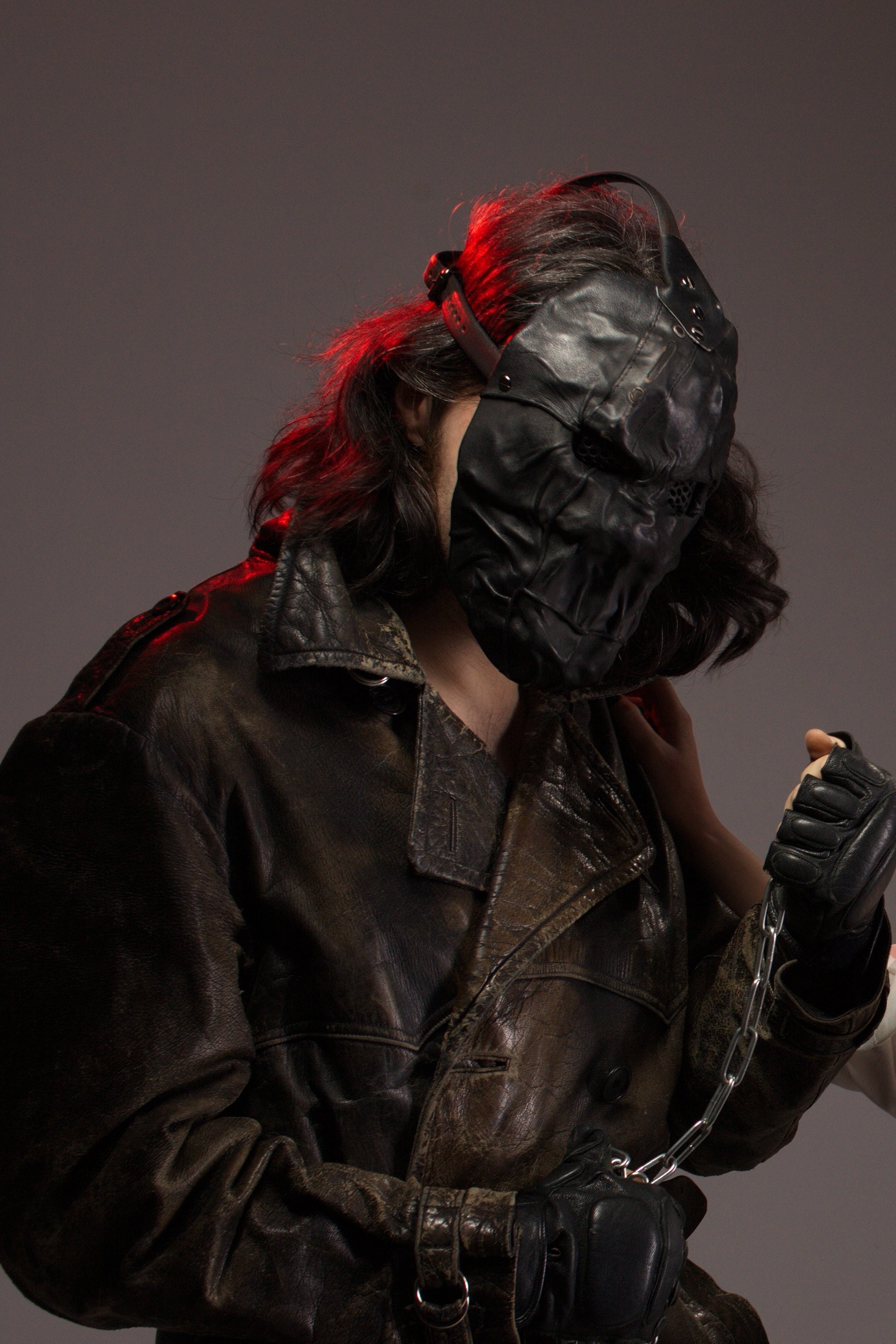 Black Leather Mask Furious Fighter Mask Hidden Ventilation | Etsy