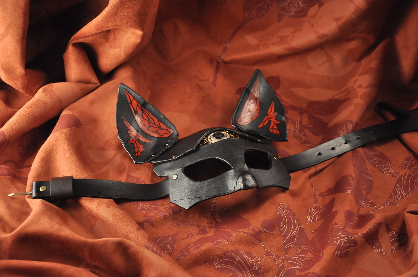 Fox Vegan Leather Mask saint Foxy Black Red Vegan - Etsy