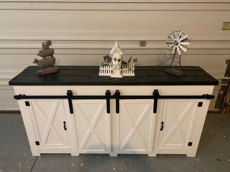 Farmhouse Rustic Style Buffet With Barn Doors / Sideboard / - Etsy