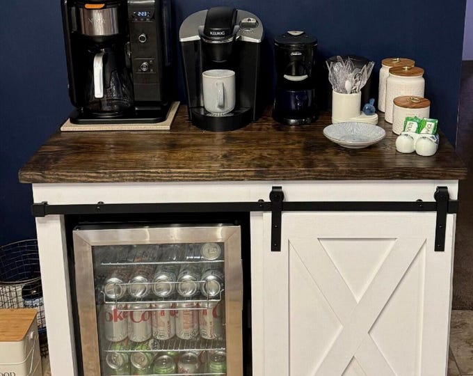 Mini Fridge Cabinet Farmhouse Style 2 Door Slider / Beverage Bar ...