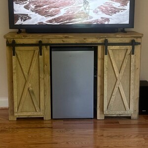 Modern Farmhouse Style Custom Build Mini Fridge Cabinet With Two Door ...