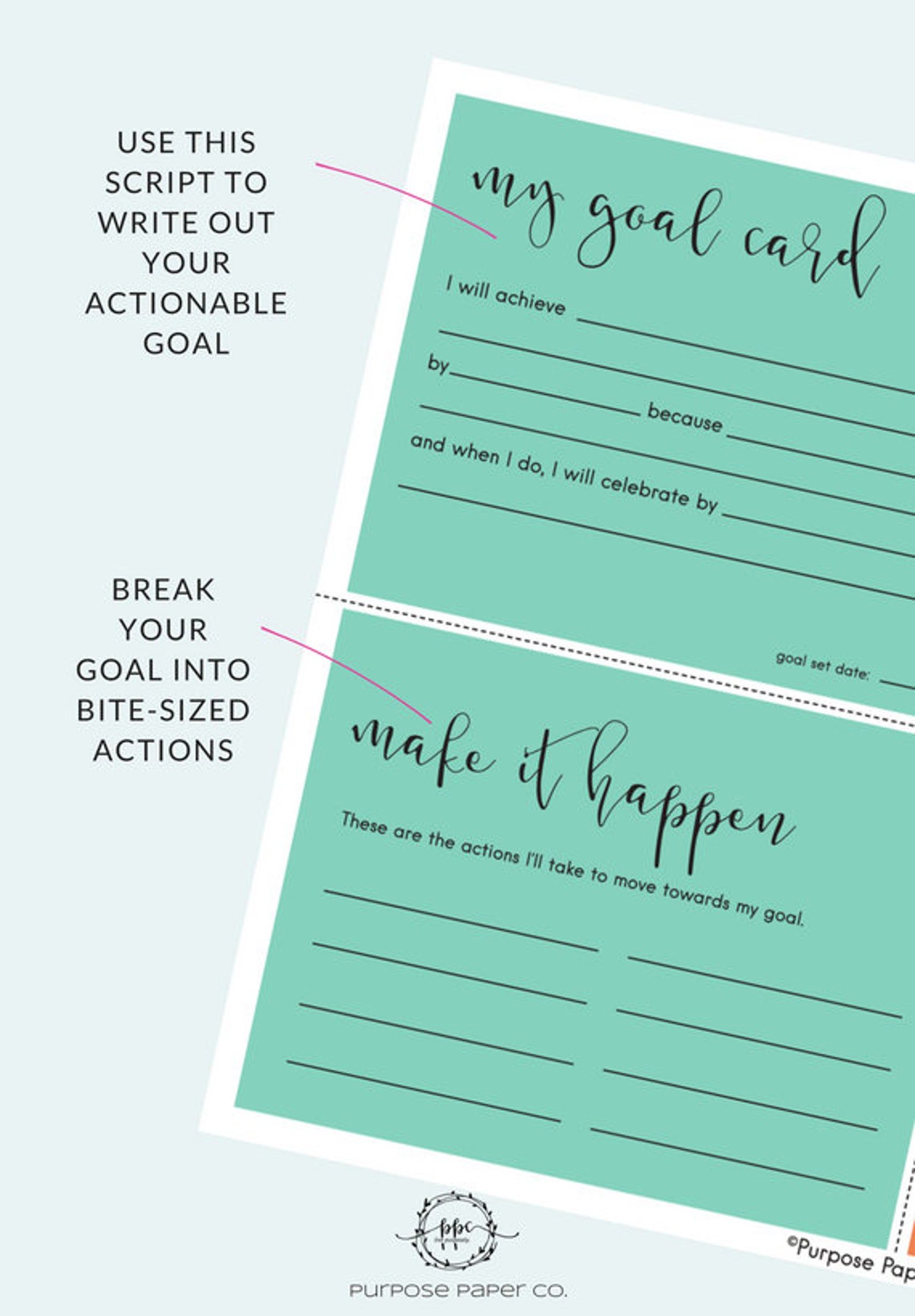 Goal Setting Card Goal Tracker Goal Card Goal Printable - Etsy