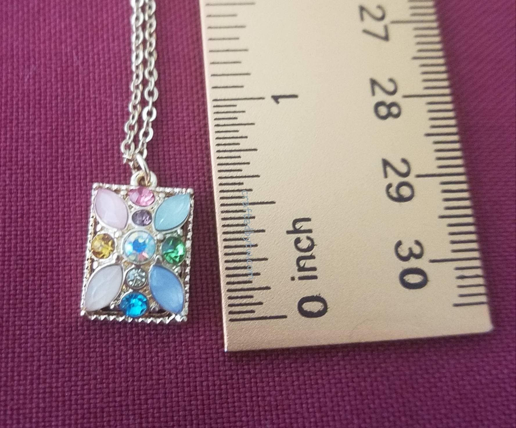 Pretty Gold Colored Chain Necklace With Rhinestone Pendant - Etsy