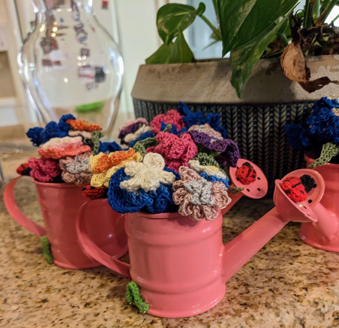 Flowers Crochet Wild Flowers Bouquet Garden Watering Can Ladybugs ...