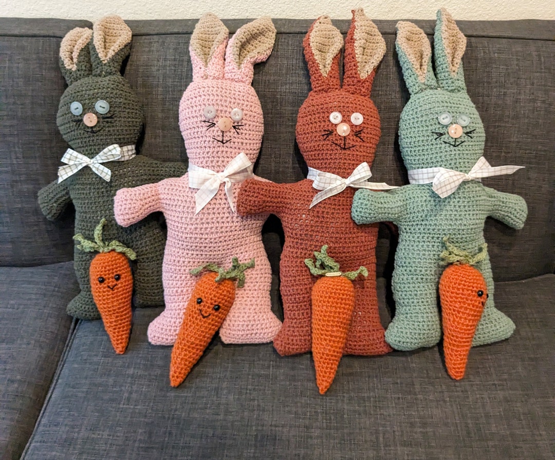 Bunny Rabbit With Carrot Friend Plush Stuffed Animal - Etsy
