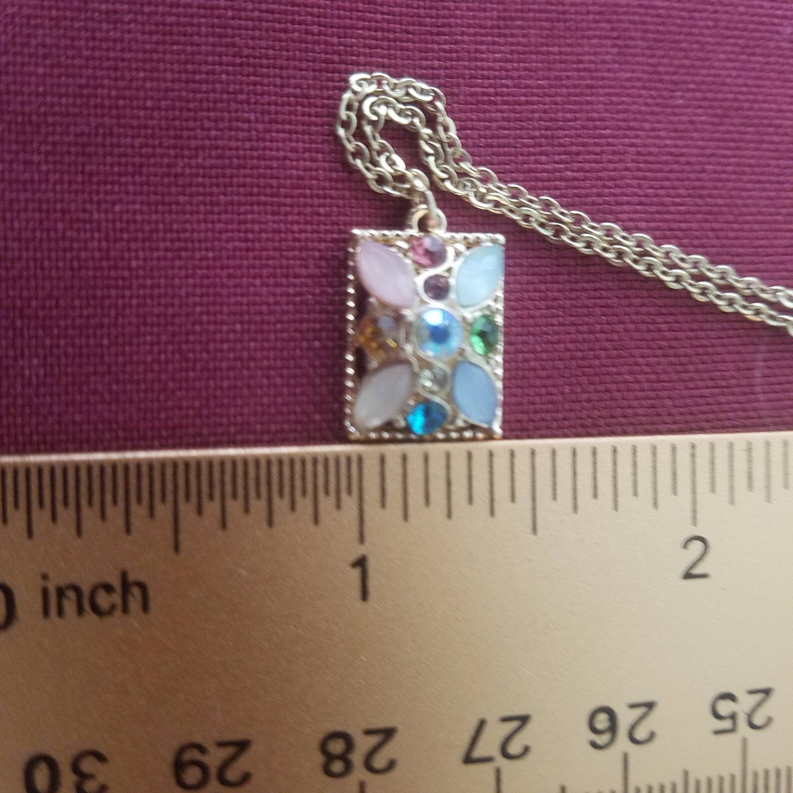 Pretty Gold Colored Chain Necklace With Rhinestone Pendant - Etsy