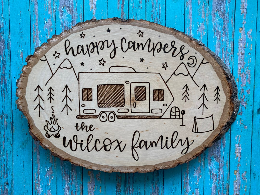 Small Wood Burned Sign, Natural Wood Sign, Custom Camper Sign, Rustic ...