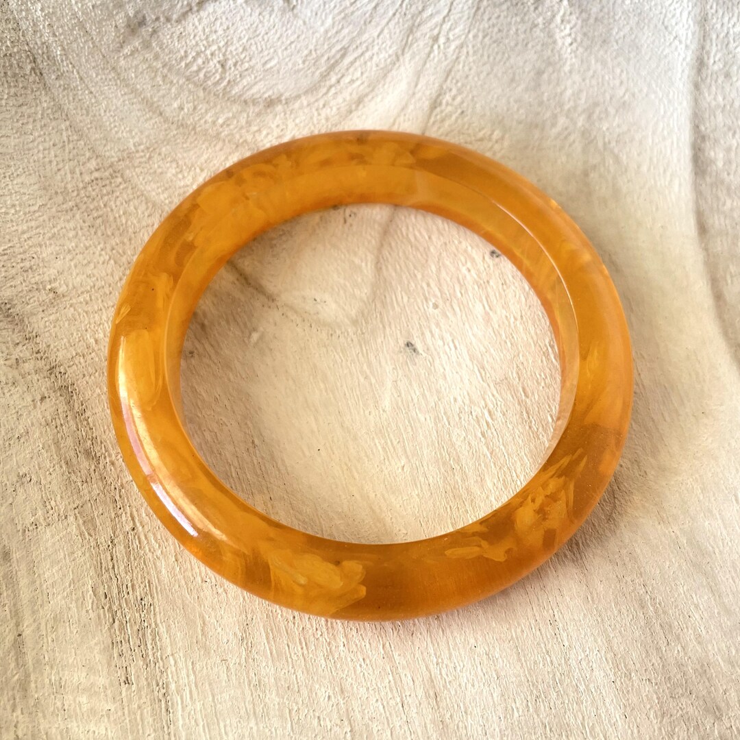 RARE Vintage Bakelite Peach Juice Marbled Stardust Bangle Bracelet - Etsy