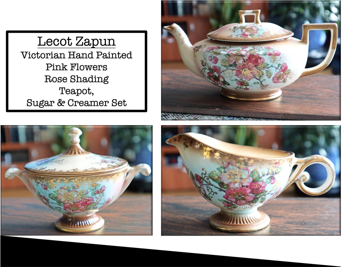 Lecot China Zapun victorian Hand Painted Pink Flowers - Etsy