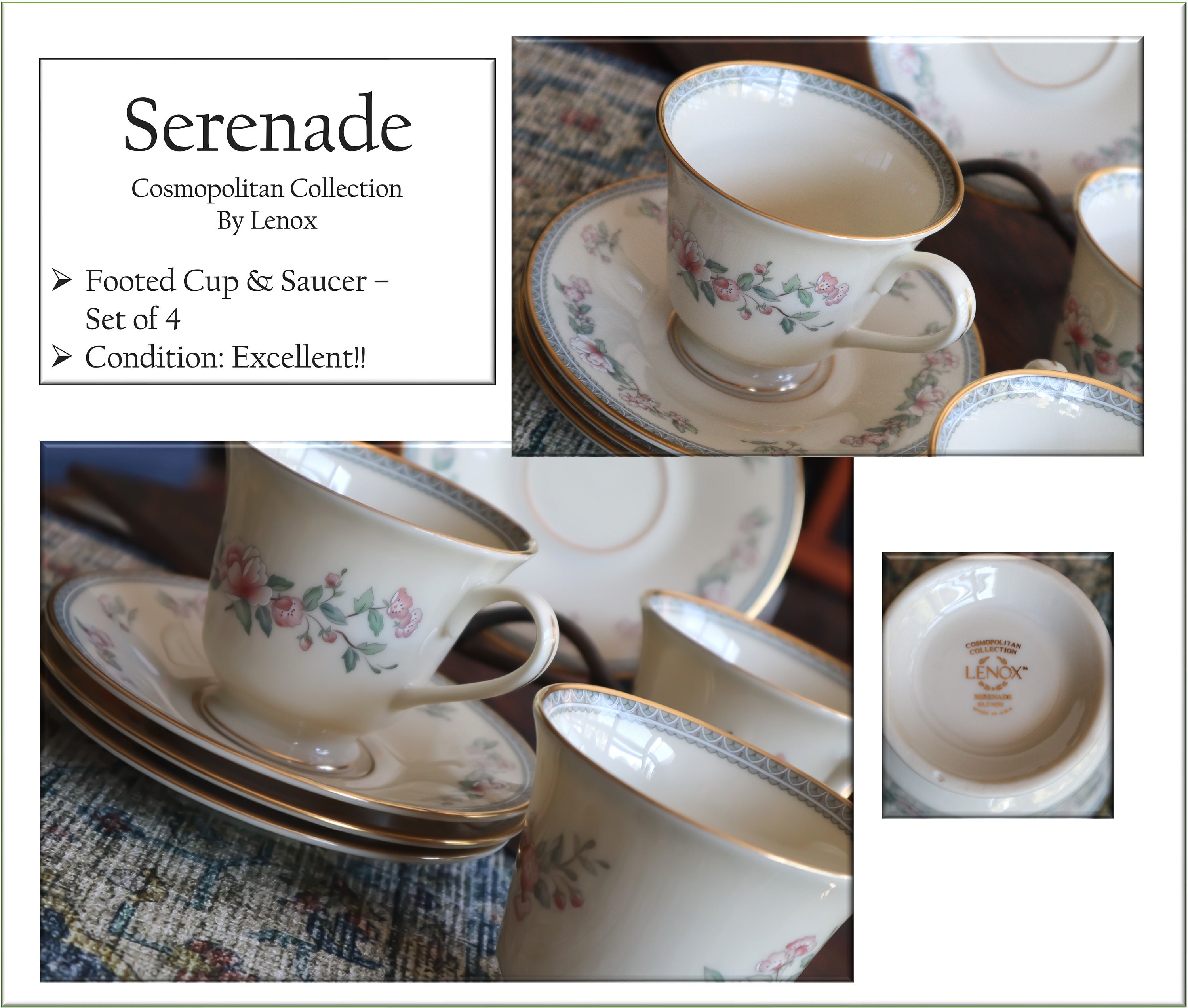 Lenox Serenade Cosmopolitan Collection Coffee and Saucer Set & Creamer and Sugar Bowl - Etsy