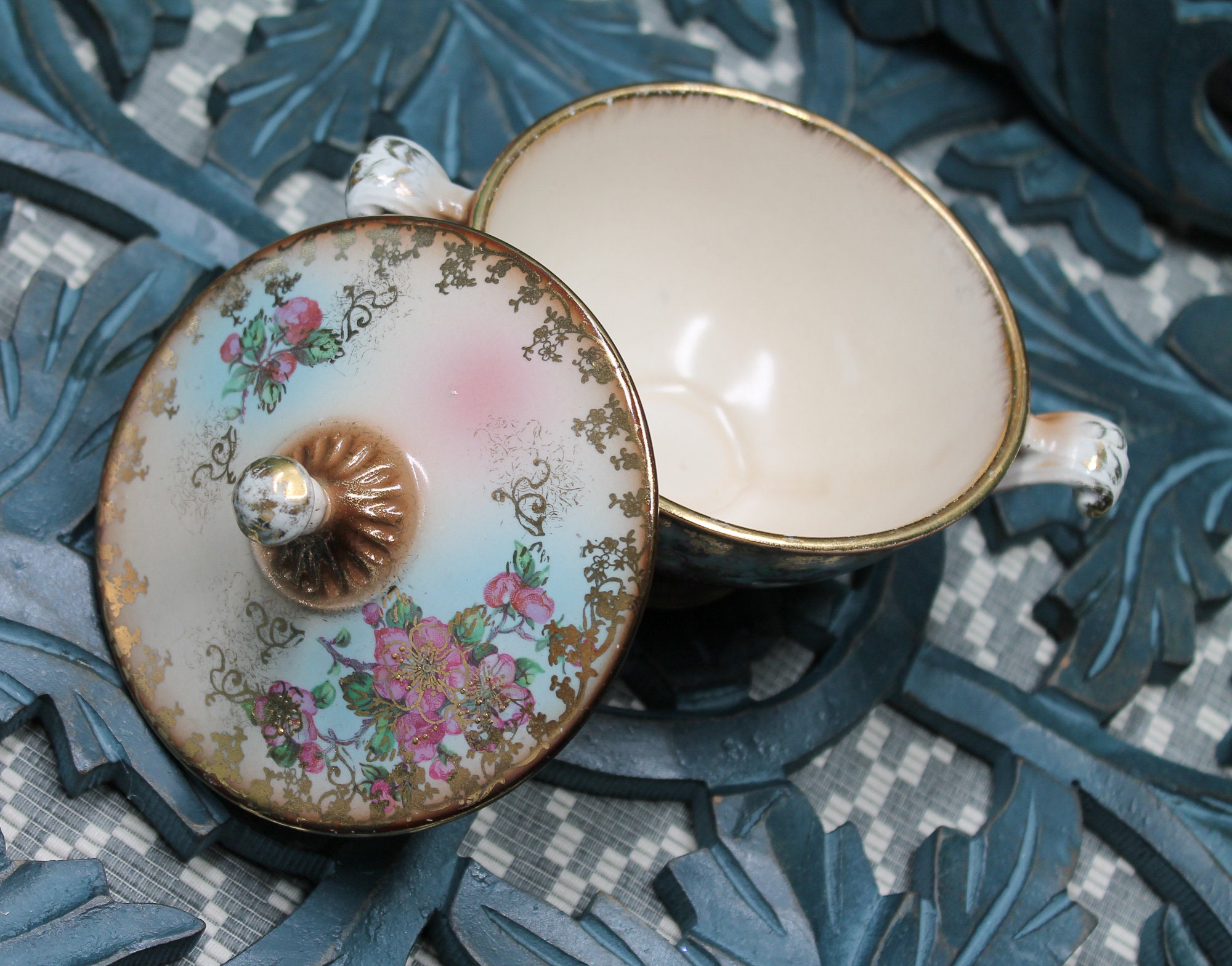 Lecot China Zapun: Victorian Hand-painted Tea Set With Pink Roses - Etsy