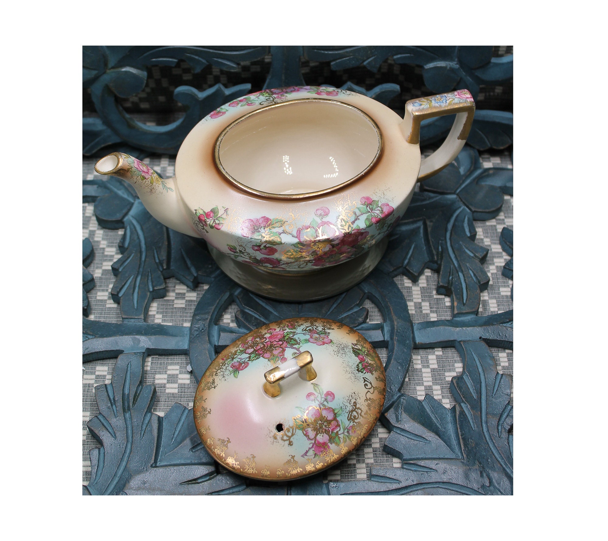 Lecot China Zapun: Victorian Hand-painted Tea Set With Pink Roses - Etsy