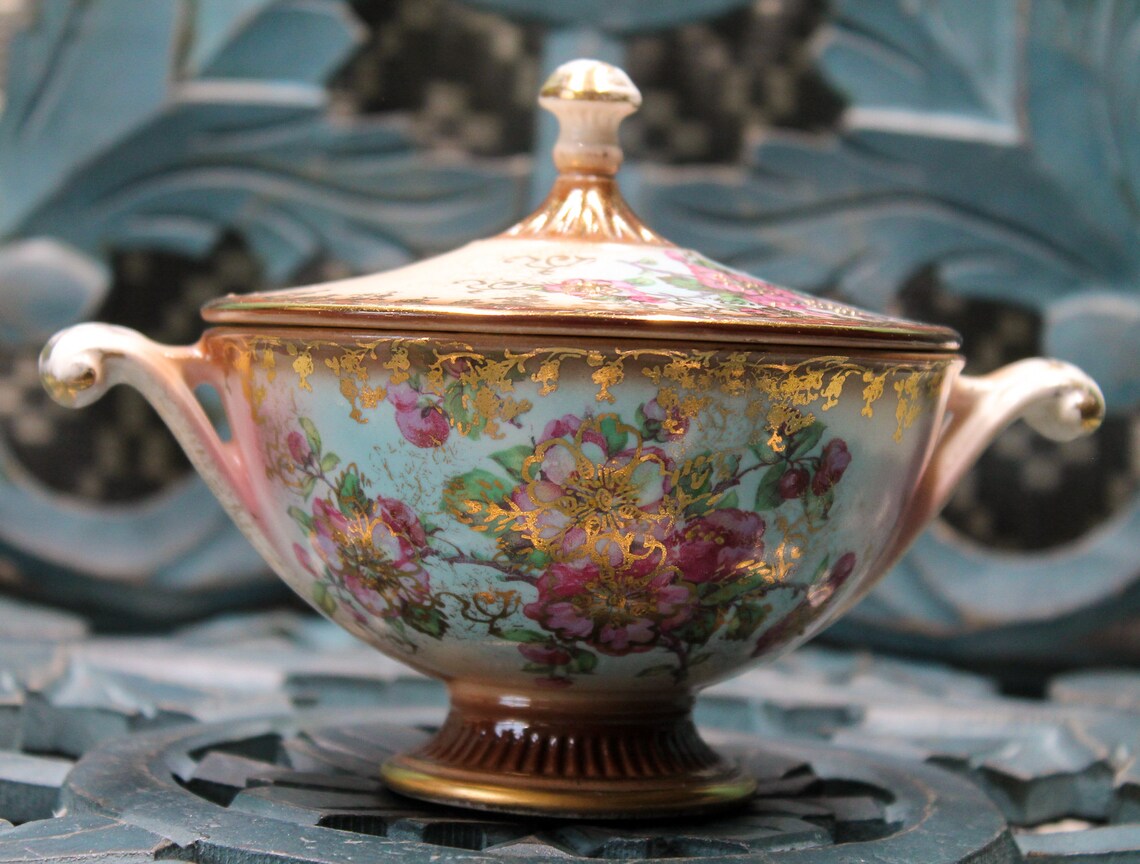 Lecot China Zapun victorian Hand Painted Pink Flowers - Etsy