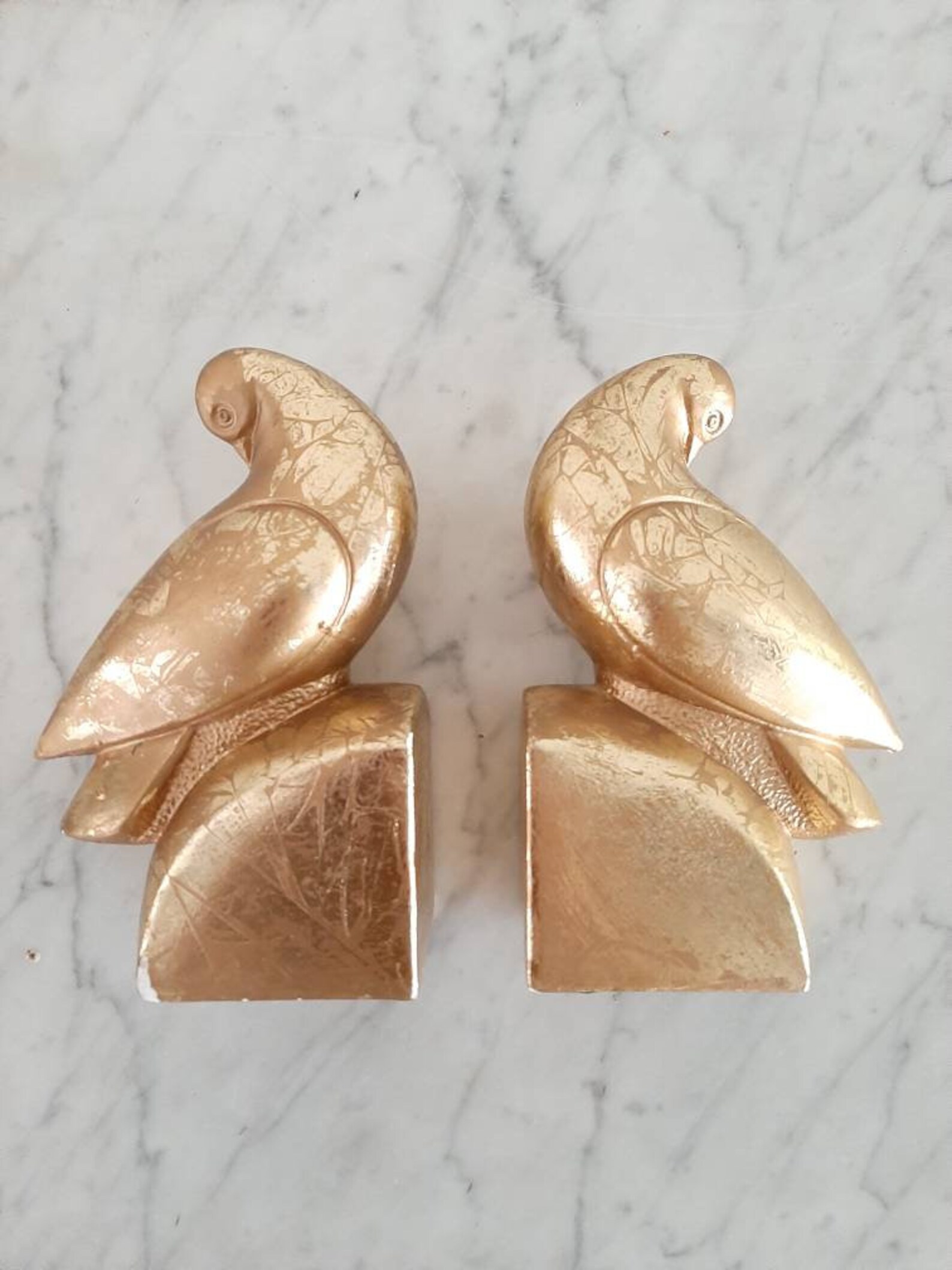 Pair of Bookends Golden Doves - Etsy