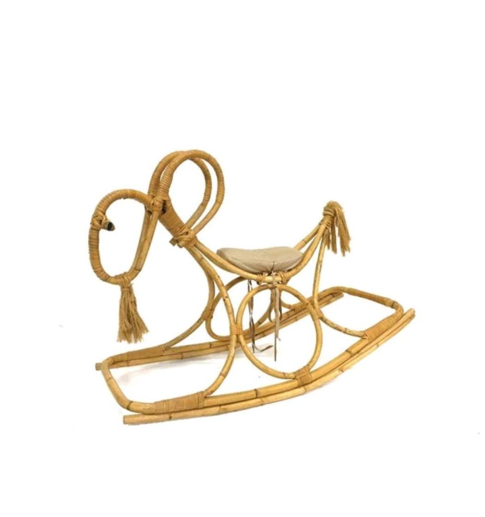 Rare Vintage Scandinavian Rattan Rocking Horse - Etsy