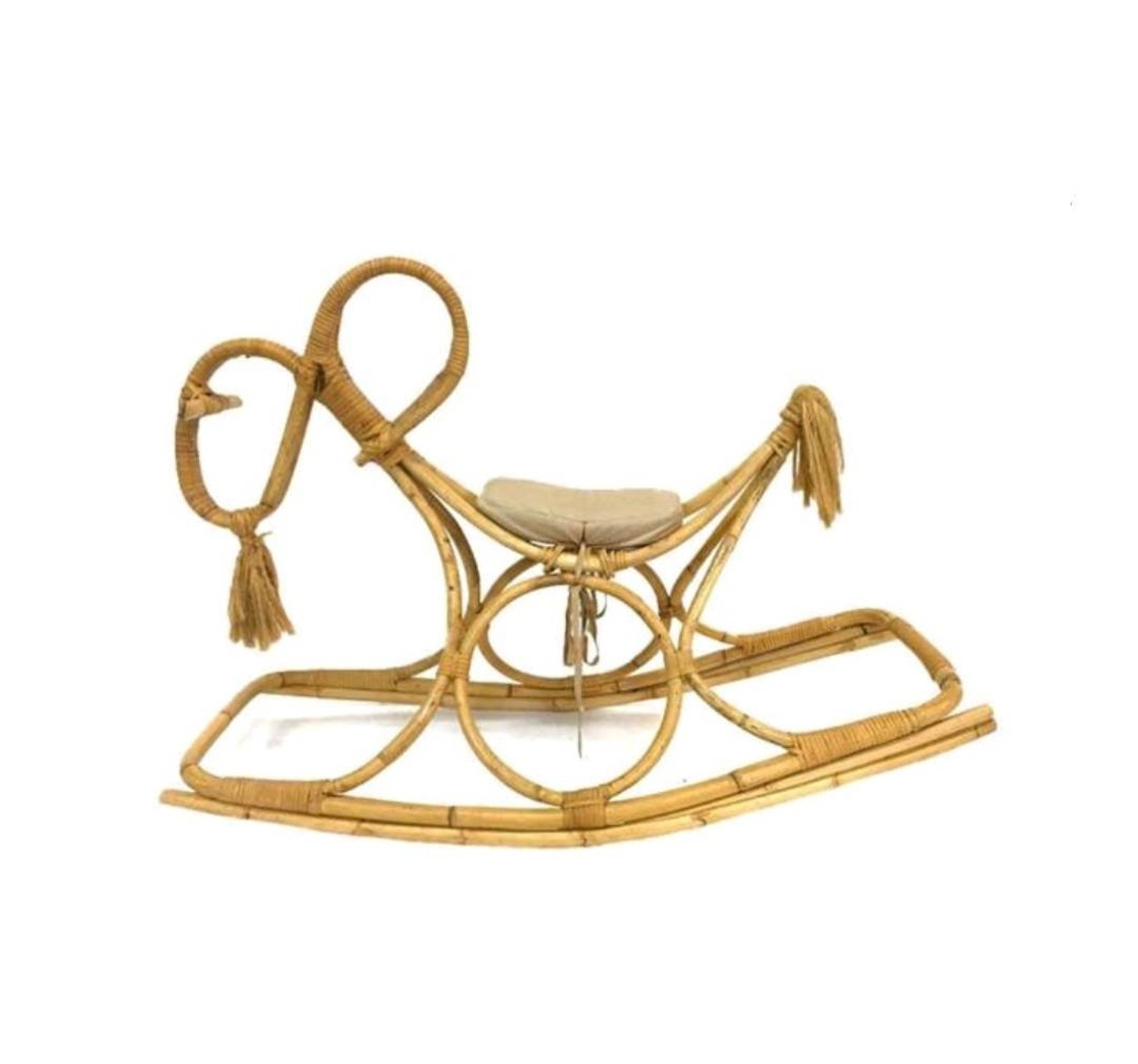 Rare Vintage Scandinavian Rattan Rocking Horse - Etsy