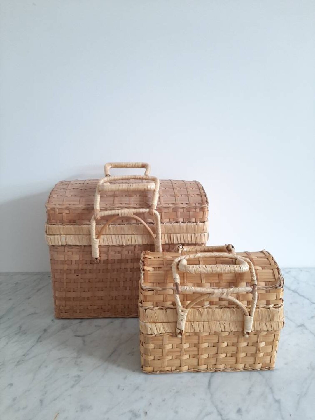 Set of Rattan Suitcases Rattan Baskets Wicker Storage Box Gift Box Cane ...