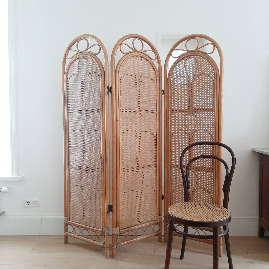 Vintage Rattan Room Devider Rattan Paravent - Etsy