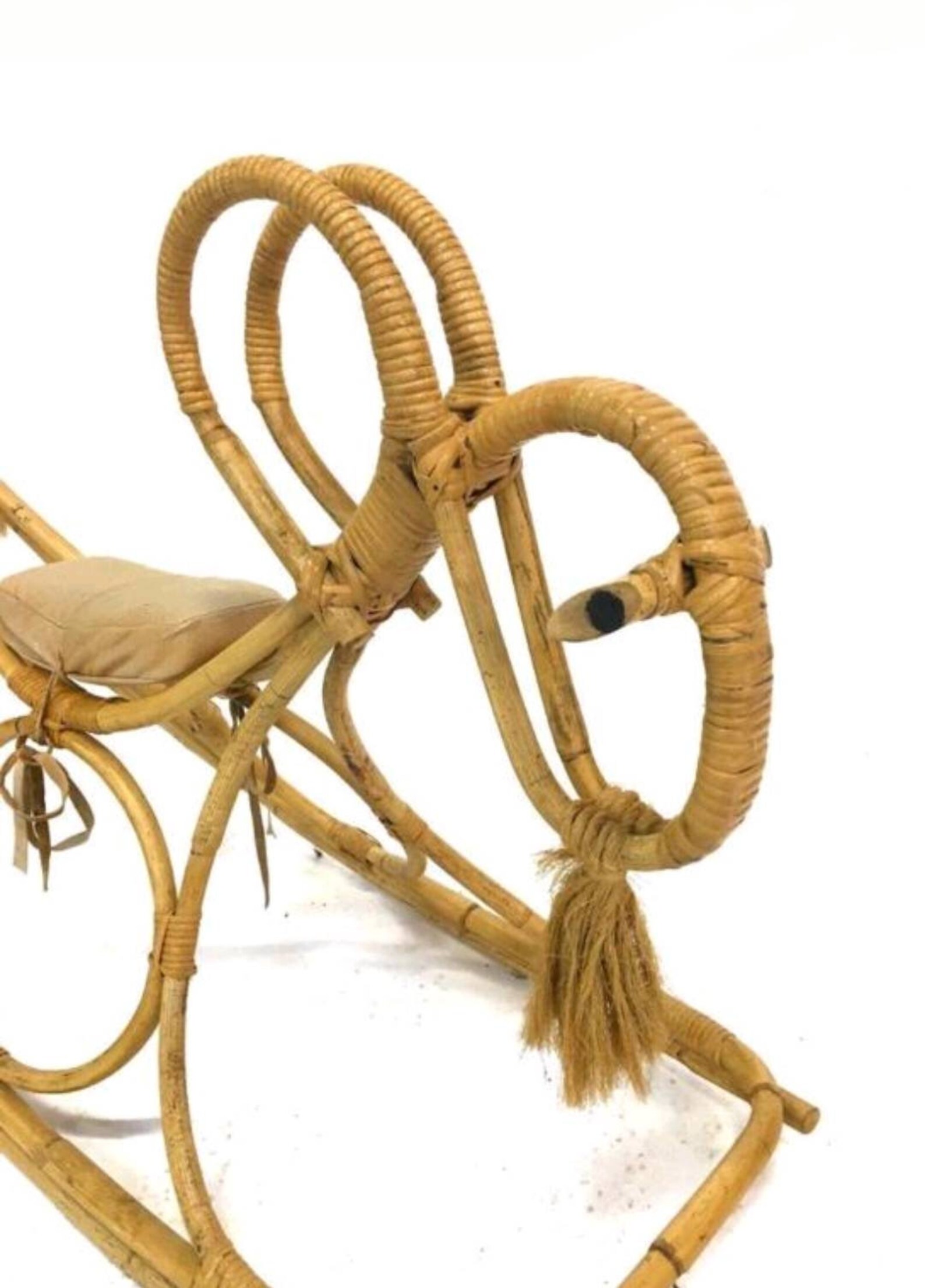 Rare Vintage Scandinavian Rattan Rocking Horse - Etsy