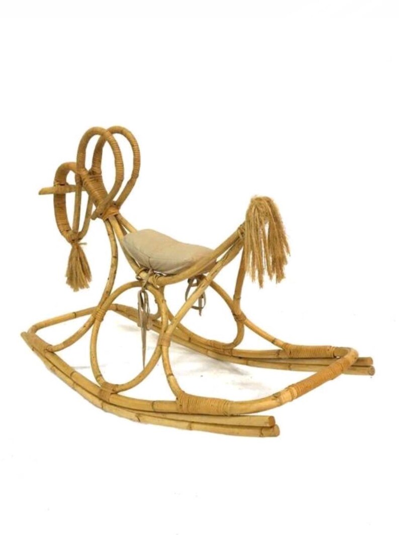 Rare Vintage Scandinavian Rattan Rocking Horse - Etsy