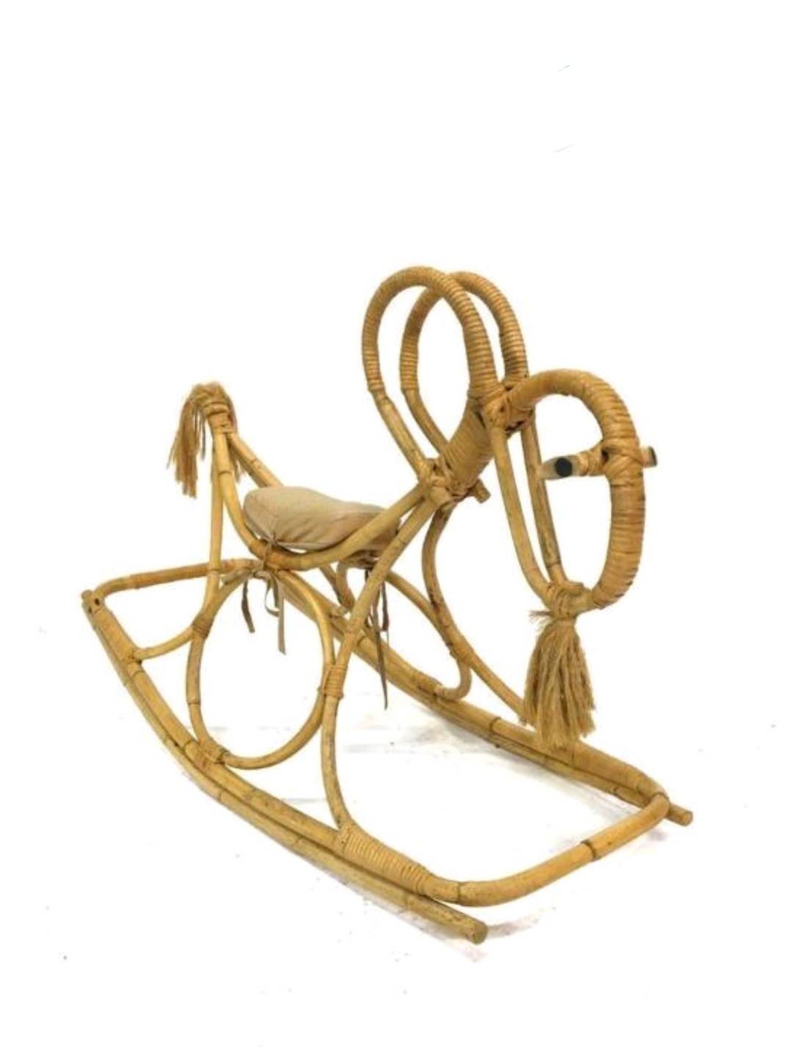 Rare Vintage Scandinavian Rattan Rocking Horse - Etsy