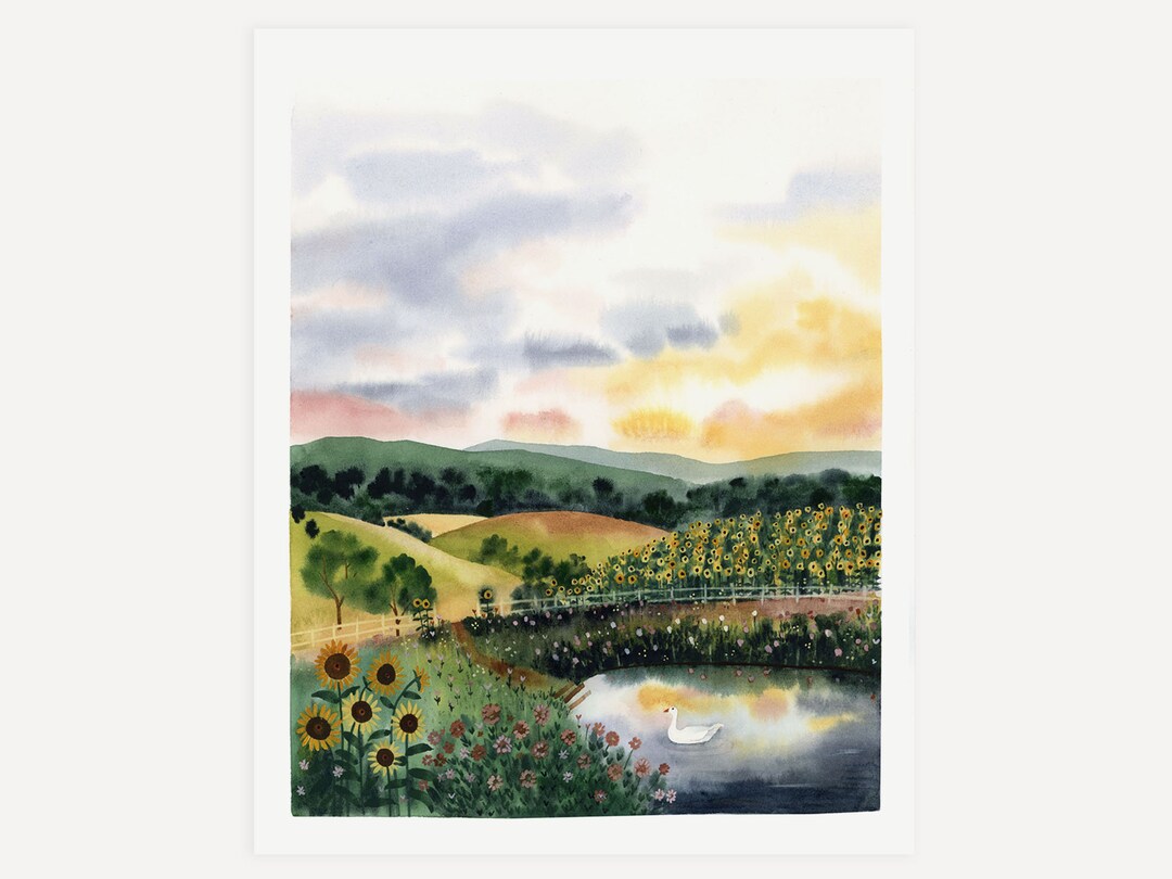 Fields of Plenty Art Print | May We Fly Watercolor Wall Art by Leana Fischer - Etsy