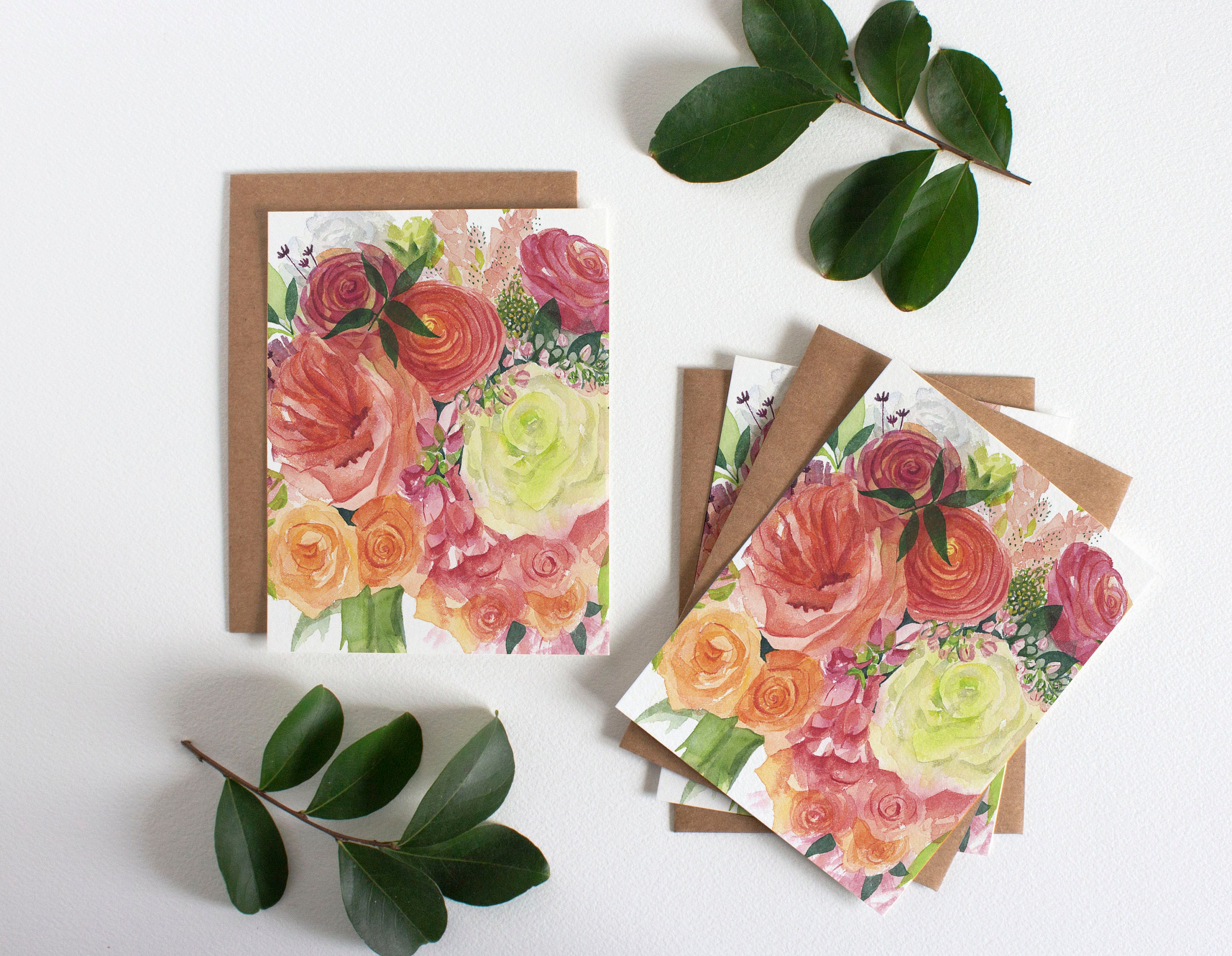 Spring Blossoms Greeting Card Watercolor Botanical Artwork | Etsy