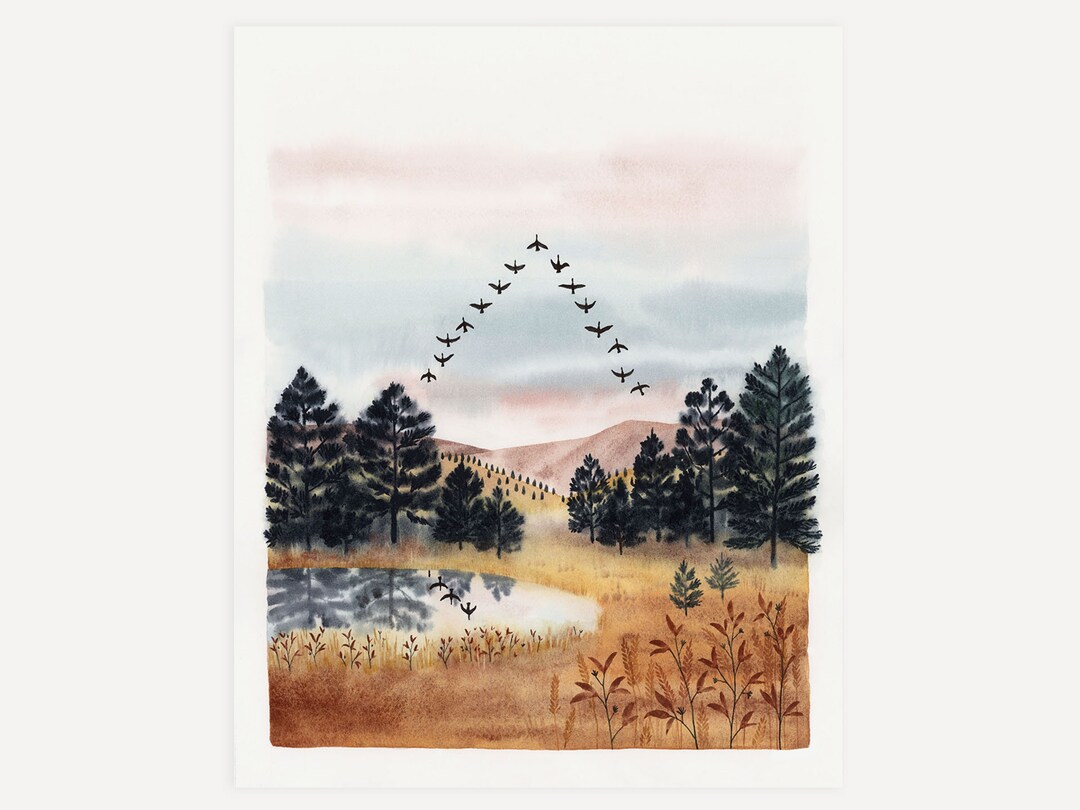 Autumn Flight Art Print May We Fly Watercolor Wall Art by Leana Fischer ...